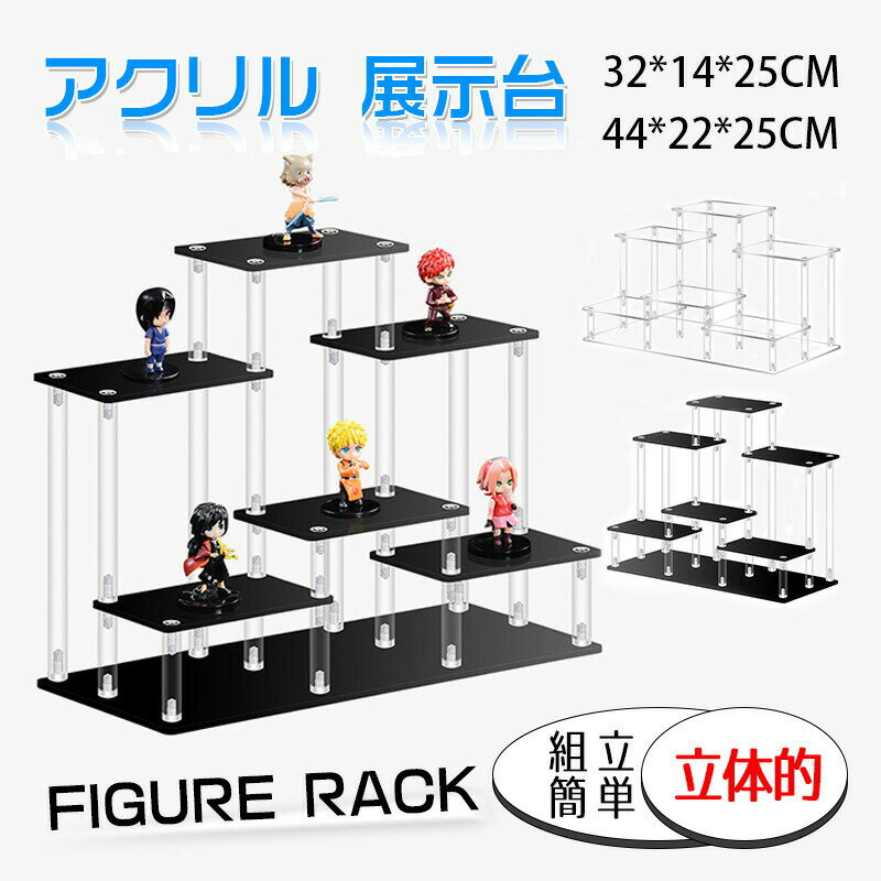 タイプ：透明（正方形）44*22*25cm黒色（正方形）44*22*25cm透明（正方形）32*14*25cm黒色（正方形）32*14*25cmこのアクリル展示台の柱の直径が12mmです。柱と台の間にネジで連接して、安定性が抜群です。プラッ...