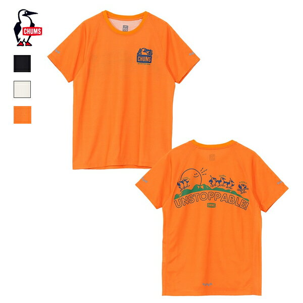 CHUMS / CHUMS X みゃこ Running UNSTOPPABLE T-Shirt 【CHUMS×ウルトラランナーみゃこコラボ商品】“みゃこ氏”らしさが満載、特別なランニングTシャツ 〈デザイン〉 フロントには、ブービーバードと...