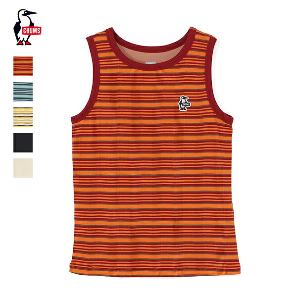 CHUMS / Stratum Rib Cup in Tank Top ストレスのない着用感を追求、CHUMSらしいレトロでカラフルなマルチボーダーのカップ付きタンクトップ 〈デザイン〉 地層のようにランダムな幅で切り替えたマルチボーダーが...