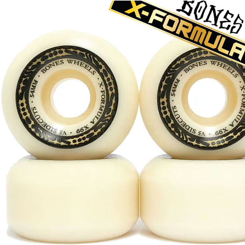 スケボー・スケートボードのウィールブランド、BONES（ボーンズ）。 X-Formula は BONES WHEELS ファクトリーから生まれた革新的なウィールで、荒れた路面でもソフトウィールのように進み、ハードウィールのようにスライドする...