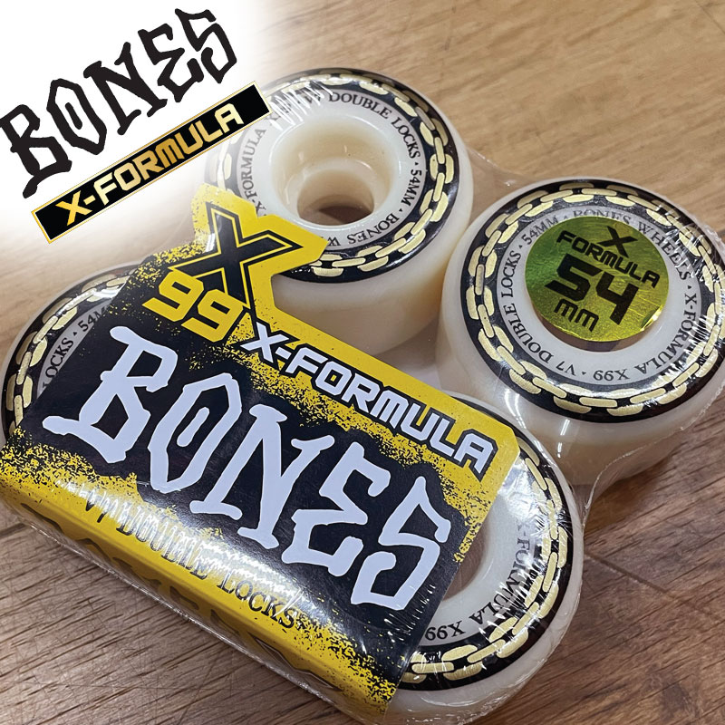 スケボー・スケートボードのウィールブランド、BONES（ボーンズ）。 X-Formula は BONES WHEELS ファクトリーから生まれた革新的なウィールで、荒れた路面でもソフトウィールのように進み、ハードウィールのようにスライドする...
