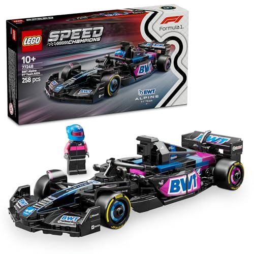 お子さま向けAlpine F1 チームカー – 組み立て・ディスプレイ・ごっこ遊びを楽しめます（対象年齢：10才以上） ミニフィギュア1体付属 – Alpine F1チームのレーシングスーツとヘルメットをかぶったドライバーのミニフィギュアが...