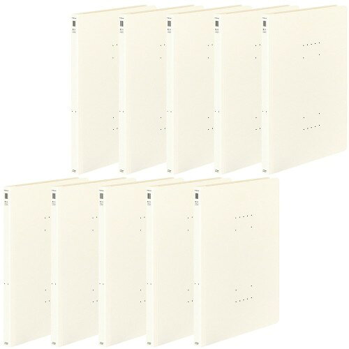 新定番ファイルシリーズ「NEOS」の、フラットファイル10冊セット カラー オフホワイト サイズ A4(307×242×18mm) 収容寸法 15mm 収容枚数 150枚 穴数 2穴 とじ穴間隔 80mmピッチ 材質 表紙:色板紙、とじ具(...