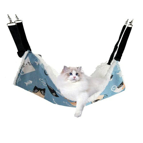 1.製品仕様冬夏両用の猫ハンモック、10kgまでの荷重に耐えられます。展開 サイズ： 約60x50cm。猫、小型犬、ウサギ、ハムスターなどの小型動物に最適です。 2.両面使用一面が柔らかい素材でふわっふわの暖かい冬用です。もう一面がキャンバ...