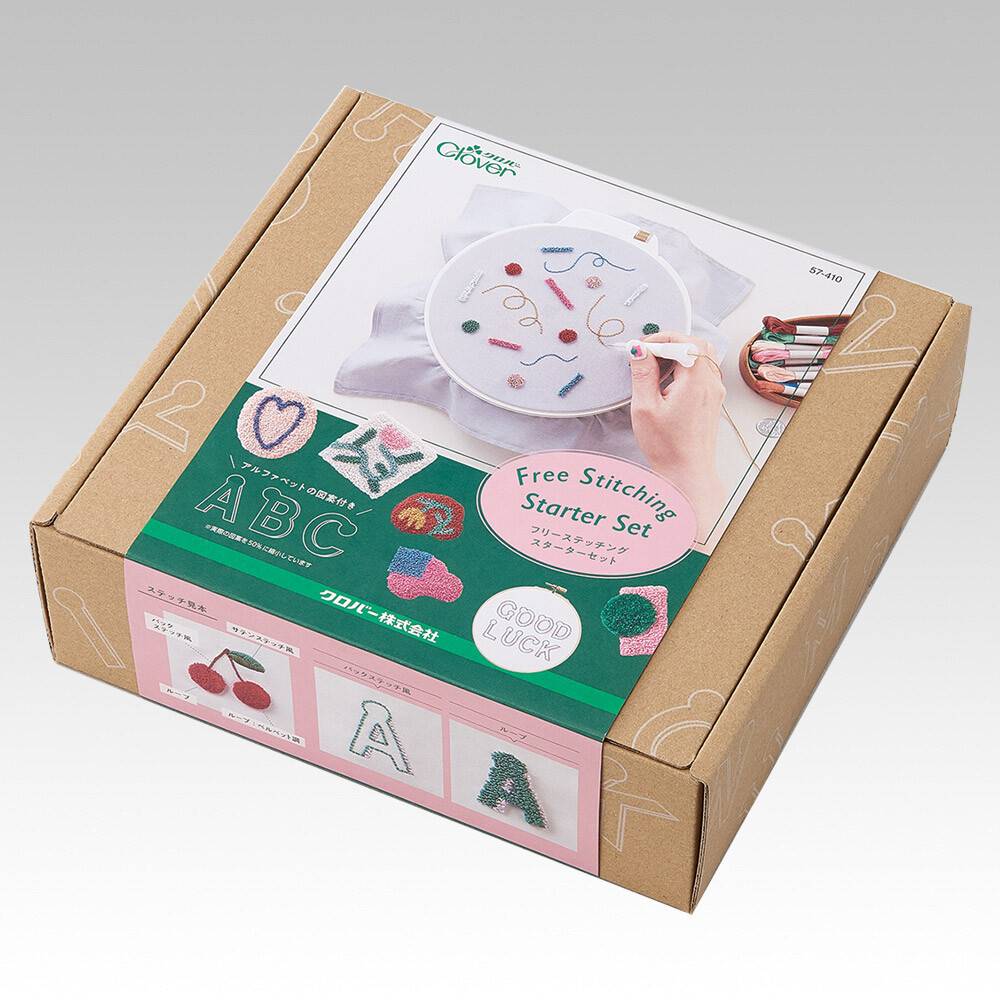 クロバー フリーステッチング スターターセット CL57-410 フリーステッチングがすぐに始められるセット。 ＜セット内容＞・フリーステッチングニードル本体・針先（3本取）・フリーステッチングスレダー・フリーステッチングフープ18cm・フ...