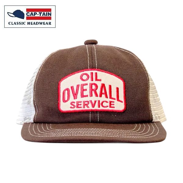 CAP-TAIN CLASSIC HEADWEAR / OIL SERVICE【MESH CAP】 CAP-TAINからMESH CAPが登場。 クラウンのフロント部分には芯が貼られておらず、フロント内のメッシュの硬さだけでラウンドを形成し...