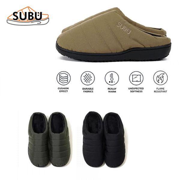SUBU / WINTER SANDAL "For Camp＆Outdoor" 難燃性のCORDURA305D素材を表地に使った、キャンプシーンに最適の一足。 ダウンのような暖かさで素足をつつみ込み、起毛加工の内側の生地と4層構造のインソー...