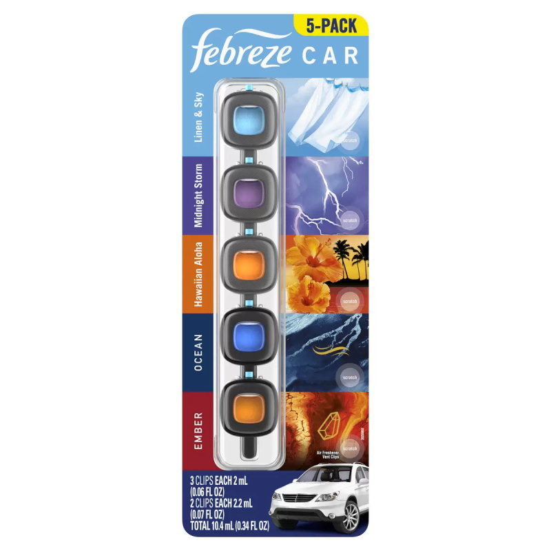 商品説明 ファブリーズ Febreze 車用芳香剤 カークリップ アソートパック 5個 Febreze Febreze Mixed Scents Air Freshener, 5 Car Vent Clips, 5 Count アメリカファ...