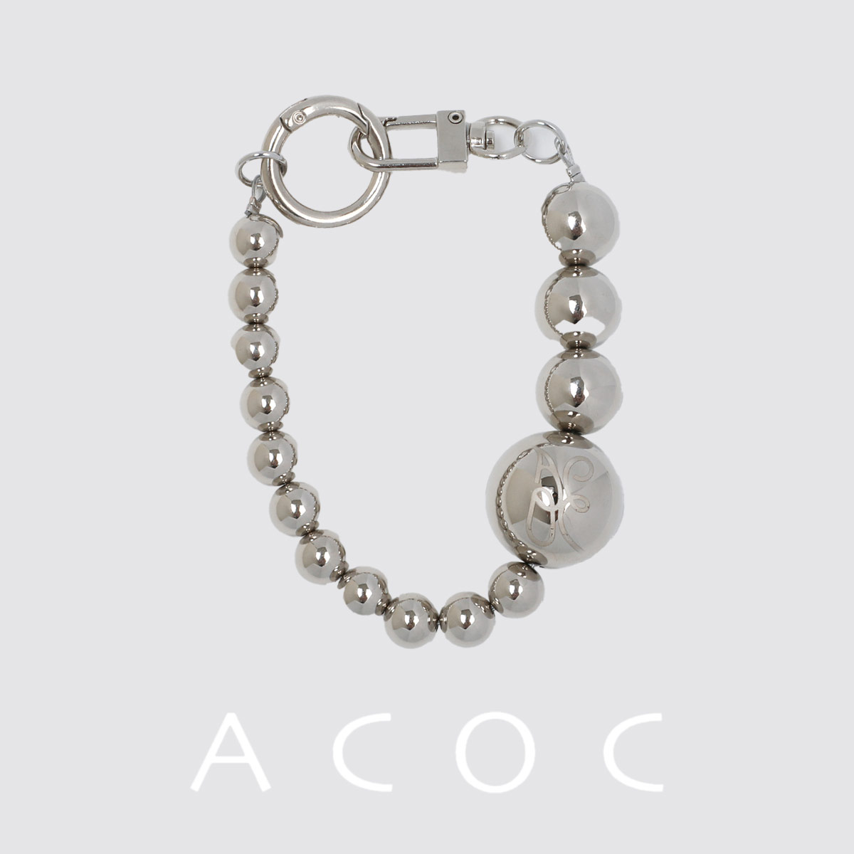 ▼ACOC/アコック ムーンボールキーリング / Moon Ball Key Ring silver / シルバー アコークのロゴが刻印されたビッグボールを中心に、 大きさの異なる複数のシルバーボールを組み合わせたデザイン。 丸く巻いてキー...
