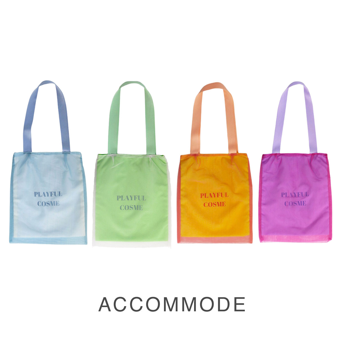 ■ACOMMODE カラーチュールミニトートバッグ チュールを上から重ねることでが軽やかで春らしいミニトートバッグに。 ふんわりしたデザインが可愛いアイテムになっております◎ チュールと中の生地の色味が少し違うのもポイントです！ B5サイズ...
