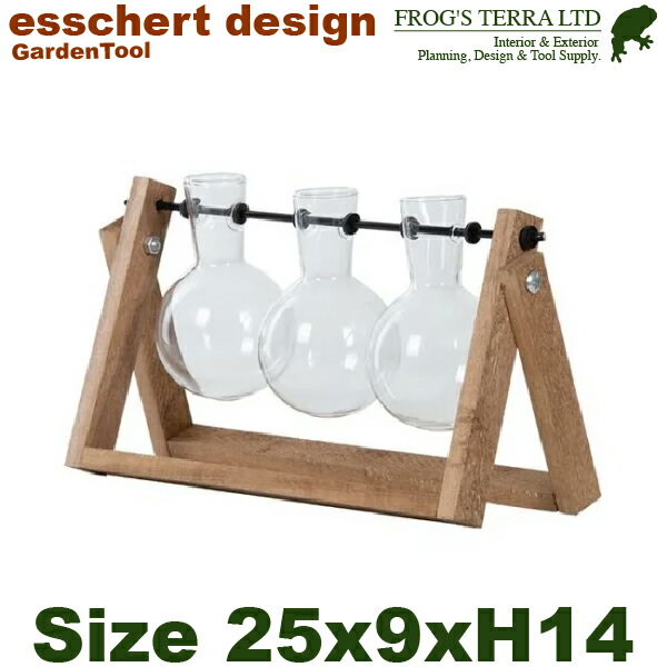 ガーデンツール（一輪挿し） オランダ エッシャーデザイン製 【外寸】W25cm×L9.5cmxH14cm 【材質】ガラス、ウッド製 ※サイズは目安であり多少前後する場合がございます。 ※画面上の色はブラウザや設定により、実物は異なる場合があ...