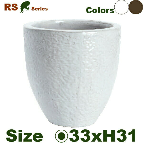 植木鉢（プランター／ポット） 【外寸】直径33cm×H31cm 【材質】陶器製 【色】ホワイト、ゴールドからお選び下さい 【底穴】あり ※陶器鉢の若干のムラ、米カケ、ピンホール、釉飛び、歪み、焼ヒビ等は通常品となります。 ※サイズは目安であ...