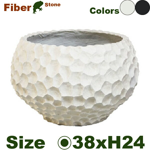 植木鉢（プランター/ポット） 【サイズ】直径38cm×H24cm（内直径26cm） 【材質】セメントファイバー製 【底穴】あり 【色】白、黒からお選び下さい ※工芸品のためサイズは多少前後する場合がございます。 ※セメント製品の特性として水...