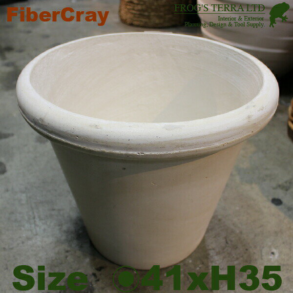 植木鉢（プランター/ポット） 【外寸】直径41cm×H35cm 【材質】ファイバークレイ 【色】ホワイト 【底穴】あり ※ハンドメイドの為、サイズ・色が多少異なる場合がございます。あらかじめご了承ください。 ※画面上の色はブラウザや設定によ...