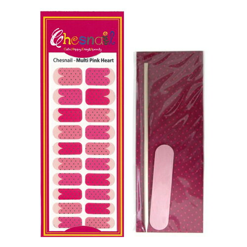 商品詳細 商品名 Chesnail(チェスネイル) サイズ (約)190x75x3(mm) 重量 (約)14g 内容量 20枚入り/1シート(2回分) 種類 マルチピンクハート(Multi Pink Heart):流行のハートフレンチを可愛...