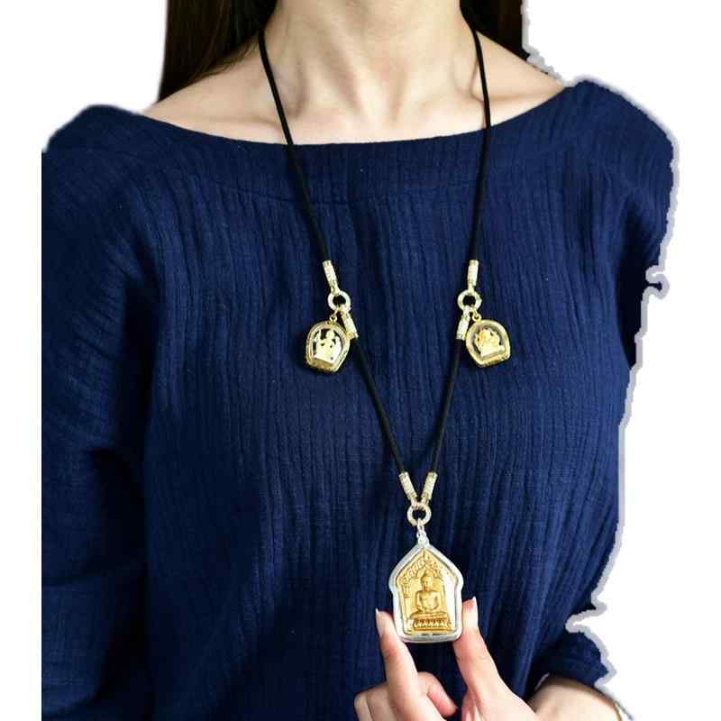 仏教 ネックレス タイ チェーン ハンギング バックル 象嵌 ペンダント ストラップ ブラック ブラウン ゴールド エスニック アクセサリー＊ペンダントトップは.ついていません