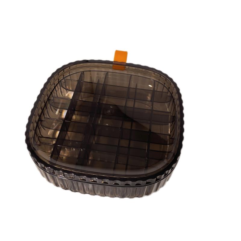 ジュエリーボックス 大容量 多層式 ポータブル コンパクト 小物 アクセサリー 収納 整理 仕切り ネックレス 耳飾り 指輪 透明 緑 琥珀色