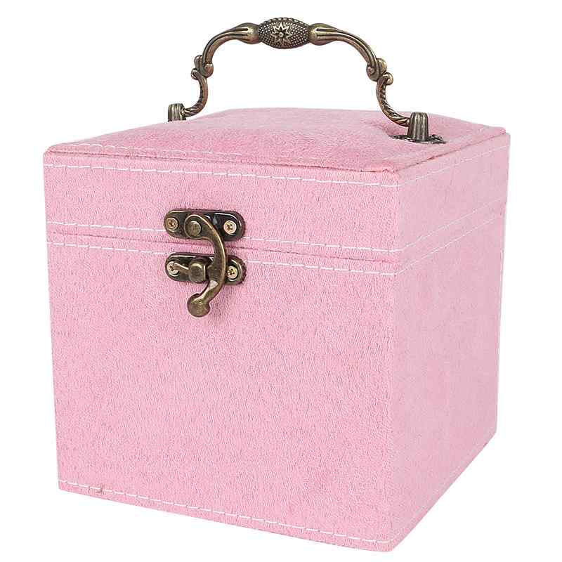 ジュエリーボックス 大容量 韓国 多層式 アクセサリー 装飾品 小物 収納 整理 コンパクト 耳飾り ネックレス 指輪 鏡付き 取っ手有り 四角 かわいい ピンク 緑 青