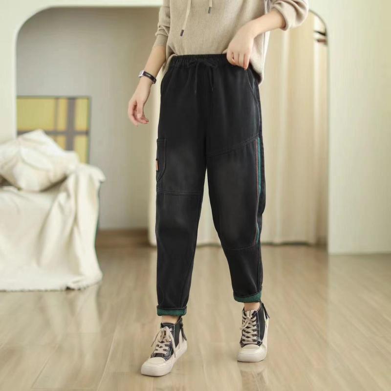 生地の分類: デニムウエストタイプ: ハイウエスト適用季節：冬厚さ: 厚手パンツの長さ: ロング