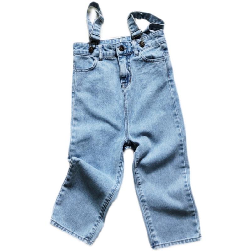 オーバーオール キッズ サロペット 子供 デニム 春夏 ゆったり ハイウエスト ワイドパンツ 長ズボン ボトムス 親子コーデ シンプル カジュアル生地: デニム適用季節：夏