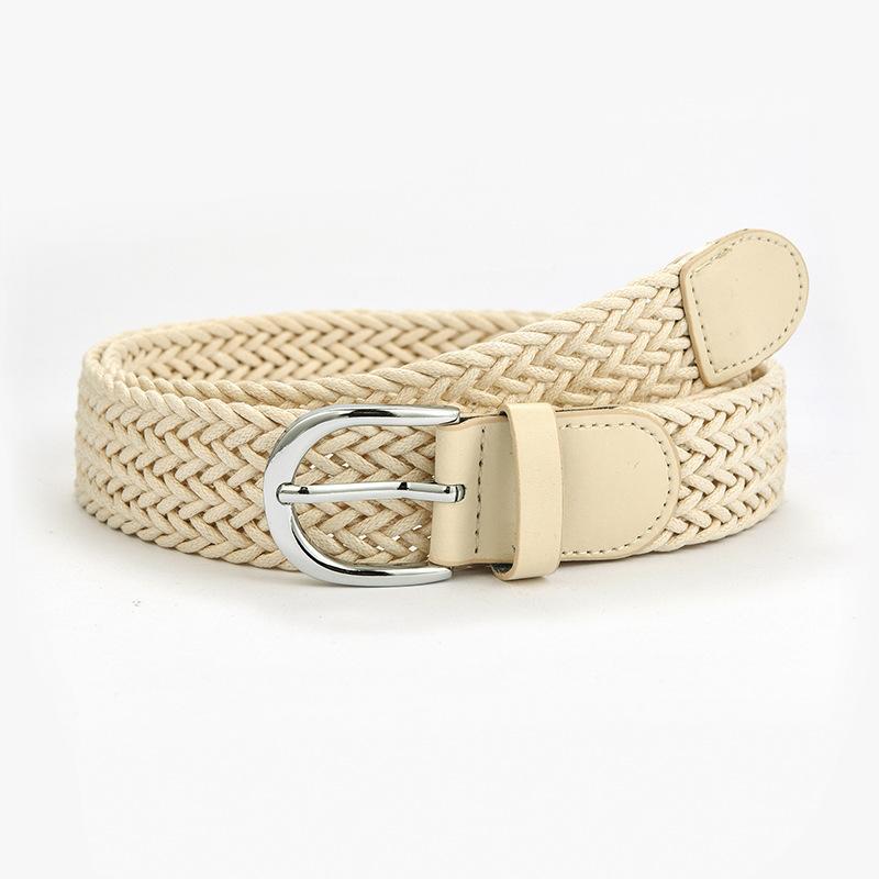 主素材: ワックスコード タイプ: ベルト デザイン: 編み込み カラー: ブラック.レッド.アイボリー.キャメル.グレー.カーキ.コーヒー.ネイビー 装飾: 光沢仕上げ バックル素材: 合金 バックルタイプ: ピンバックル 仕様: シング...