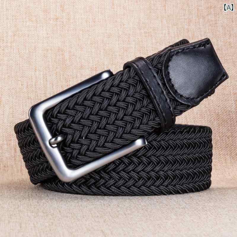 シルエット: カジュアル タイプ: ベルト デザイン: 編み込み.バイカラー.伸縮性あり カラー: ブラック.ダークブルー.ホワイト.アーミーグリーン.レッド.コーヒー.グレー.カーキ 特徴: レザー仕上げ バックル素材: 合金 バックルタ...