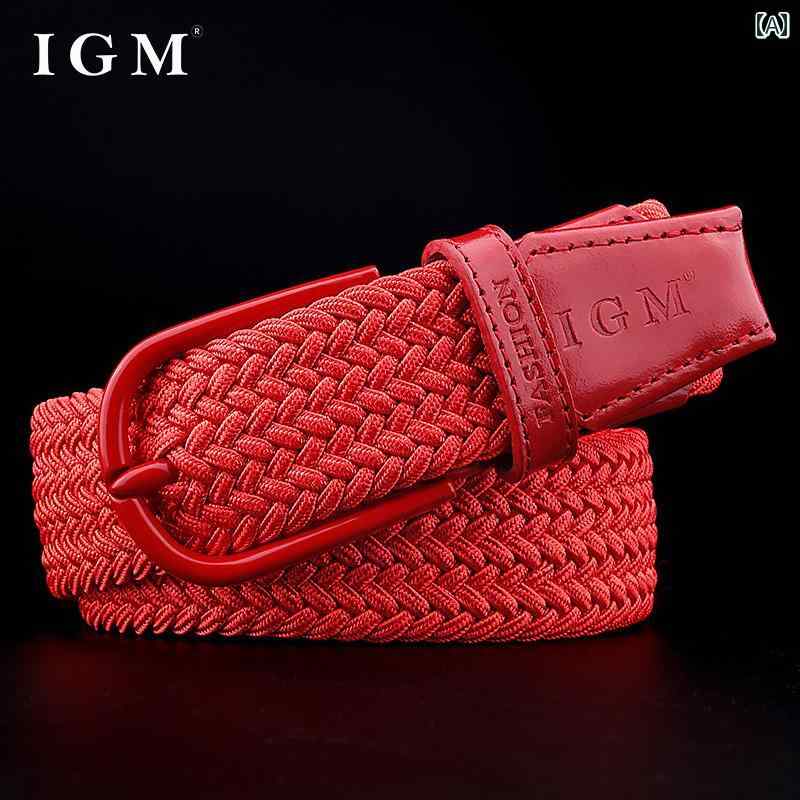 素材: キャンバス シルエット: 標準 デザイン: 編み込み.伸縮性あり カラー: レッド（ゴールドバックル）.レッド（シルバーバックル）.レッド（レッドバックル） 特徴: 光沢感あり ベルトバックル: アロイ素材.ピンバックル ベルト幅:...