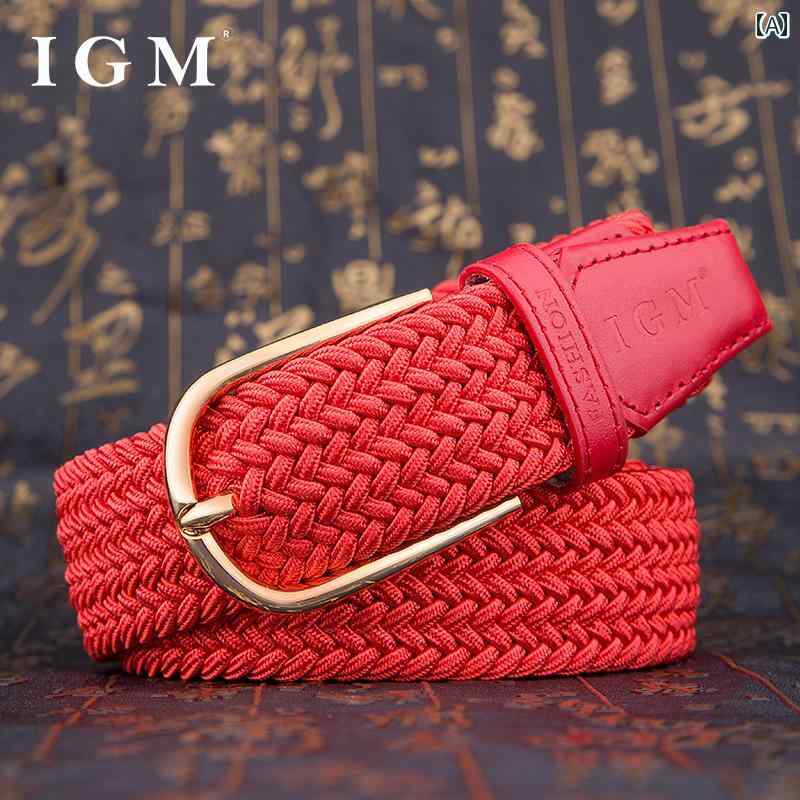 素材: キャンバス デザイン: 編み込み.伸縮あり カラー: レッド（金バックル/銀バックル.幅3cm/3.5cm.ソフトレザー仕様） バックル素材: 合金 バックルタイプ: ピンバックル 長さ: シングルループ 表面仕上げ: ソフトタイプ...