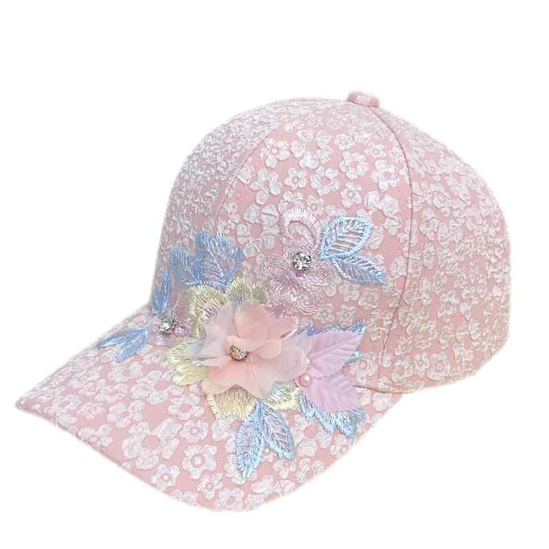 キャップ レディース おしゃれ 花 刺繍 フェミニン ワンポイント ポリエステル ラインストーン 大きな つば ドーム 春夏秋冬 旅行 多用途 日よけ 白 ピンク 紫
