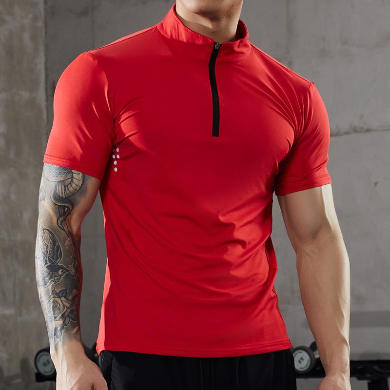 トレーニングウェア メンズ 半袖 トップス 筋トレ ジム フィットネス ジョギング スポーツ 夏 伸縮性 速乾性 通気性 立ち襟 ジッパー Tシャツ 反射加工 タイト カジュアル 白 黒 赤機能: 吸湿発散性.速乾性.通気性.超弾性生地: ...