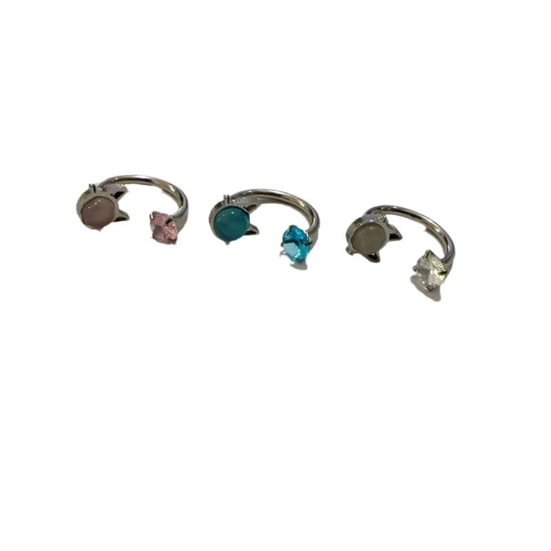 おしゃれ アクセサリー 口 唇 ピアス 穴 リップ リング サーキュラー 16G チタン鋼 耳 軟骨 猫 キラキラ ジルコニア ストーン 女性用 白 ピンク 青