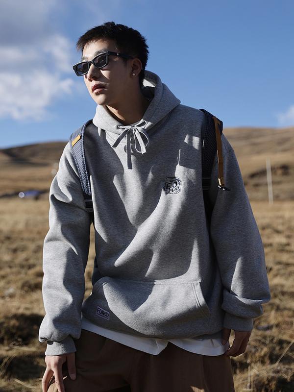 パーカー メンズ 春 刺繍 アメリカン スウェット ゆったり 秋冬 カジュアル スポーツ トップス 大きいサイズ フード 裏ボア グレー 紺 コーヒー