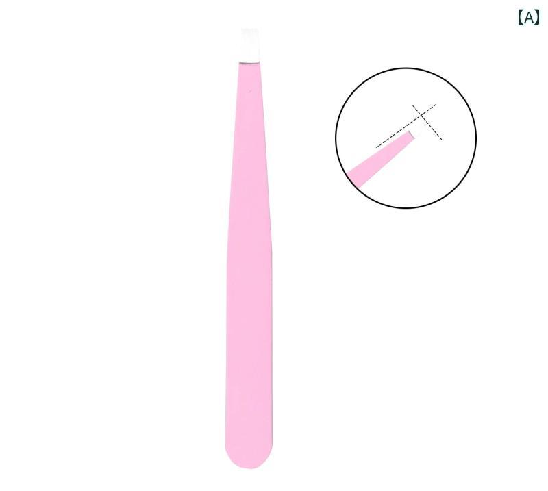 毛抜き ピンセット 鼻 眉 処理 お手入れ 顔 フェイスケア 衛生用品 美容 ツール 身だしなみ つけまつげ 髭 ひげ フラット 斜め 先細 しっかり掴める 痛くなりにくい