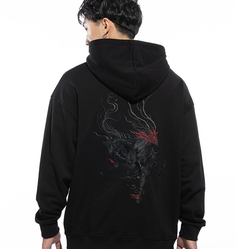 オーバーサイズ パーカー メンズ おしゃれ ゆったり カジュアル 刺繍入り フード付き スウェット 厚手 暖かい 秋冬 プルオーバー トップス 黒 白