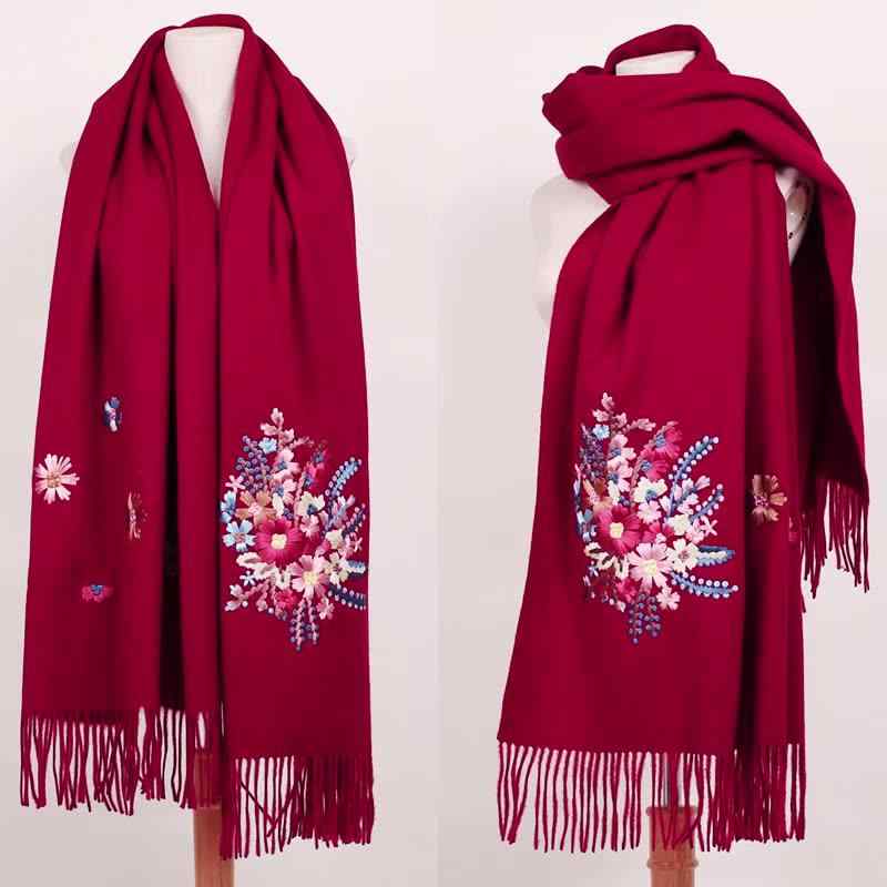 機能: 保温生地: ウール形状: 長方形性別：女性服の詳細: 刺繍幅: 65cm長さ: 200cm
