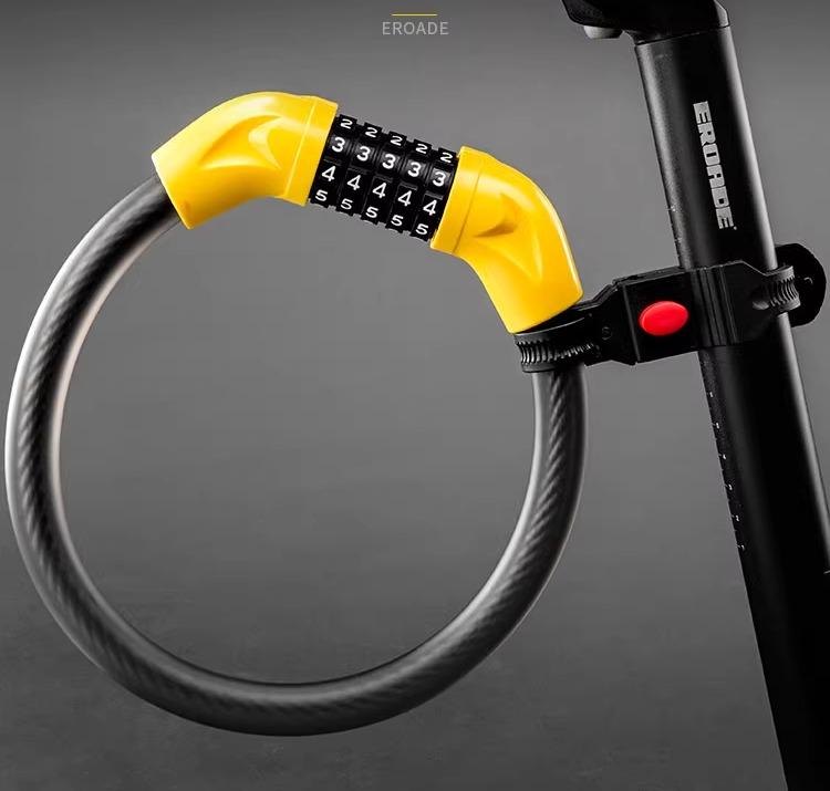 チェーンロック 自転車 盗難防止 鍵 カギ 防犯グッズ ロードバイク オートバイ 持ち運び パスワード ダイヤル式 自宅 通勤 通学 駐輪場 取付簡単 耐久性 防水 防錆 黄色