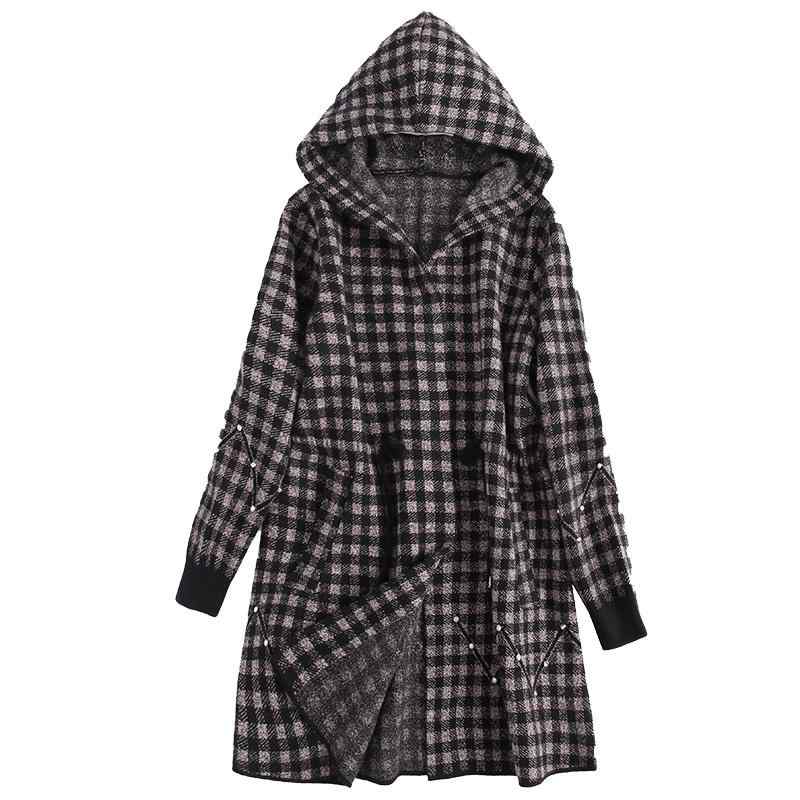 生地: ウールパターン: チェック柄襟: フード付き前立て: シングルブレスト袖丈：長袖厚さ: 厚手
