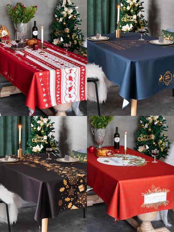 テーブルクロス おしゃれ クリスマス トナカイ ツリー 花 アメリカン 防水 耐油 レトロ 装飾 マルチカバー パーティー 正方形 長方形 丸