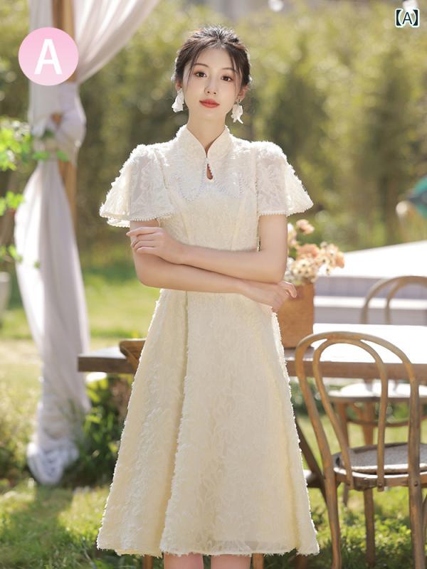 スカート丈：ミドル丈・ロング服の詳細: 刺繍素材構成：ポリエステル繊維100