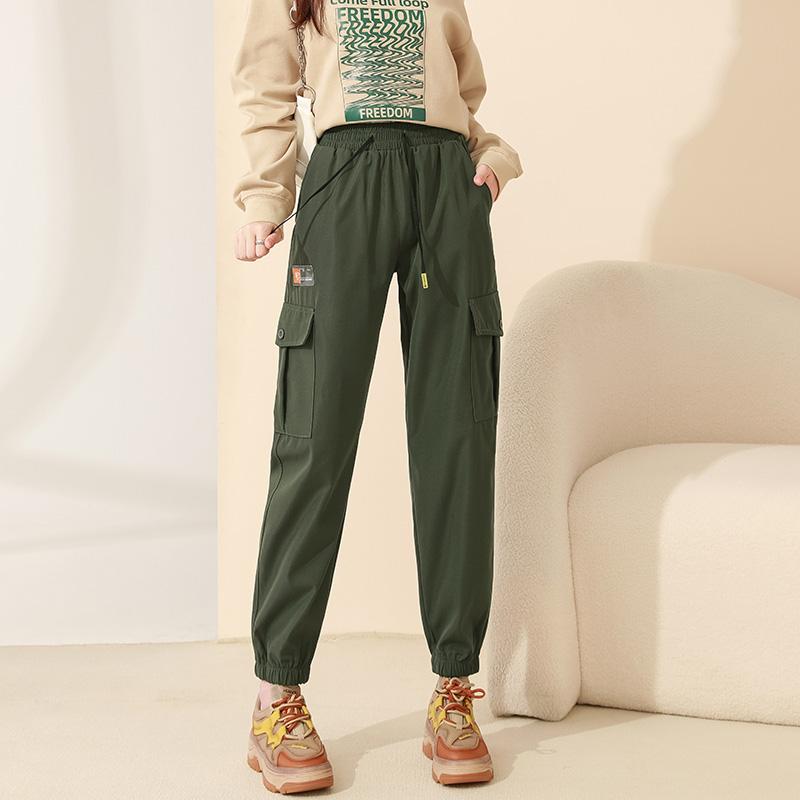 裾絞り パンツ レディース 春秋 薄手 冬 裏ボア 暖かい スリムフィット ジョガー ハイウエスト ロング ポリエステル スポーツ アウトドア カジュアル 大きいサイズ 黒 グレー 緑