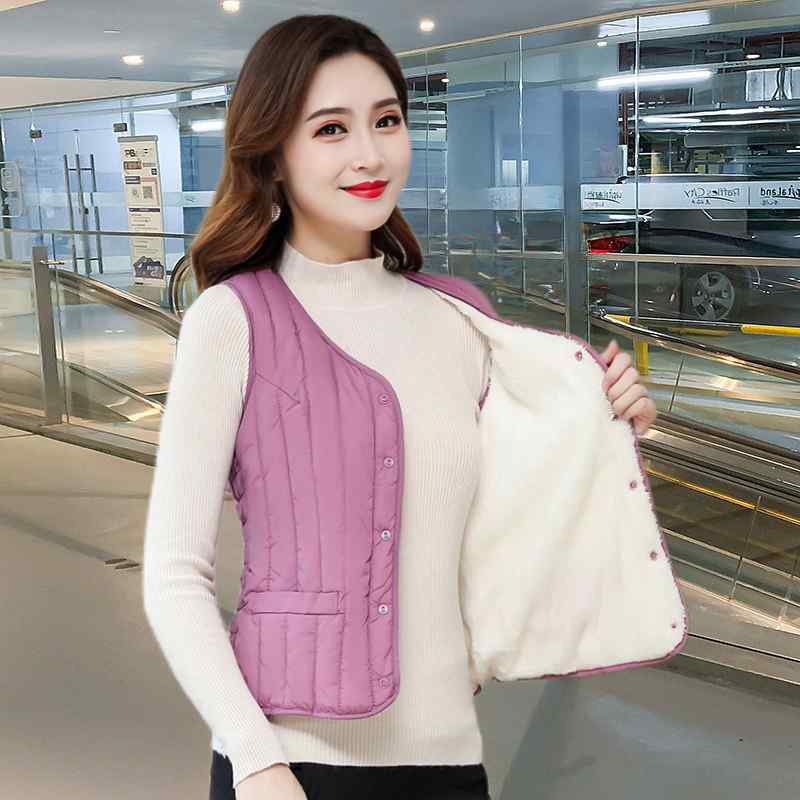 ダウンベスト レディース 大きいサイズ 韓国 厚手 暖かい 裏ボア 防寒 ショート丈 Vネック ボタン ポケット 耐摩耗 軽量 スリム フィット おしゃれ シンプル 黒 赤 ピンク襟のタイプ: Vネック前立て: シングルブレスト詰め物:綿服...