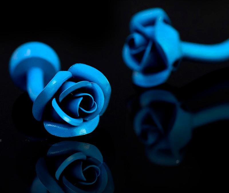 メンズ アクセサリー カフス ボタン 袖口 フレンチ シャツ ダブルカフ 男性 女性 固定式 合金 青い バラ 上品 おしゃれ カフリンクス 多用途 スリーブ スタッズ フォーマル ビジネス セレモニー 豪華 レディース 花 植物 モチーフ...