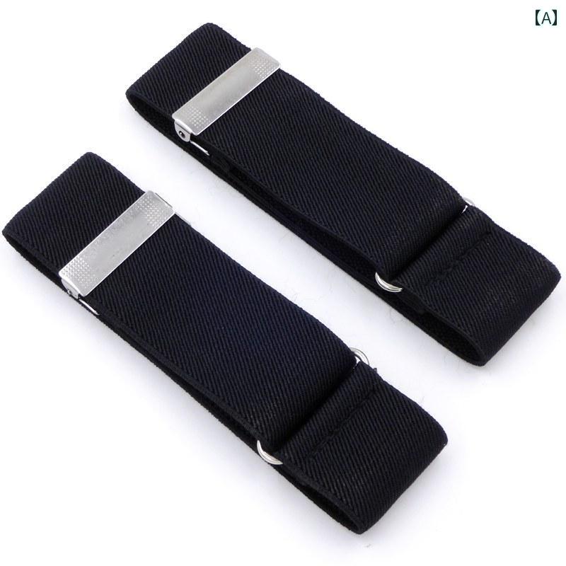 アームバンド 袖 留め 腕用 おしゃれ 伸縮 機能的 便利 シャツ ブラウス リング フープ ゴム ベルト 1対 調節可能 メンズ アクセサリー プリント ストライプ ドット ひし形 黒 赤 グレー円周：約35cm幅：約3.5cm