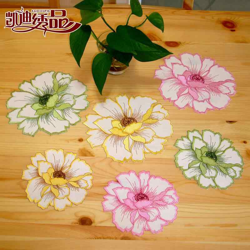 コースター おしゃれ ボウル マット 断熱 刺繍 テーブル 花 バラ オーガンジー キッチン ダイニング テーブル 雑貨 コップ ランチョンマット 普段使い 来客