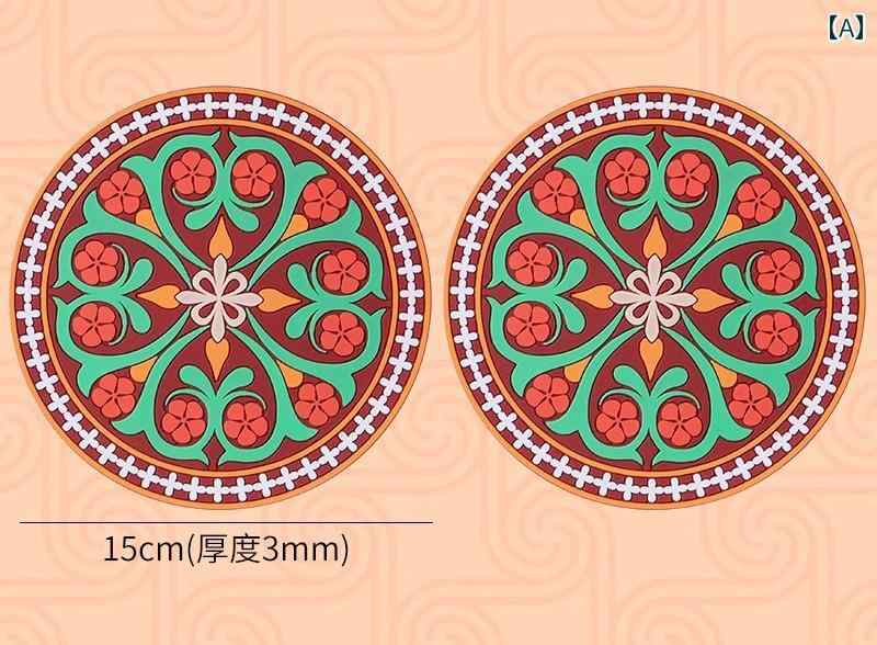 コースター おしゃれ キッチン 雑貨 インテリア 家庭用 断熱 火傷防止 耐熱 防水 耐油 滑り止め 多用途 カップ ボウル マット 円形 お手入れ簡単