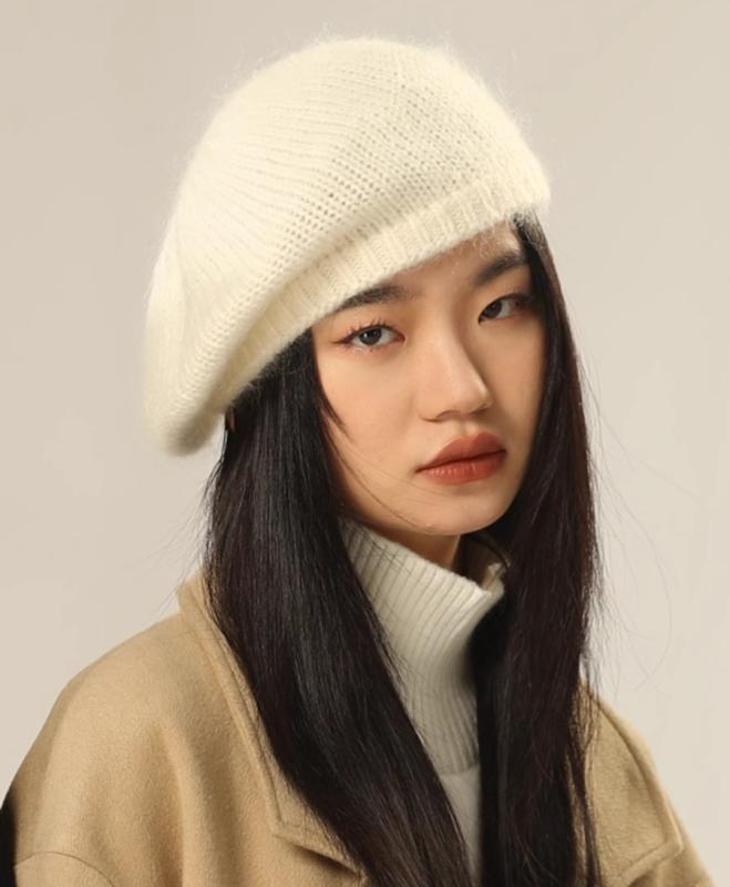 ベレー帽 レディース 秋冬 帽子 ウール ニット 伸縮性 防寒 暖かい 小顔効果 旅行 ショッピング お呼ばれ シンプル おしゃれ カジュアル レトロ 無地 グレー 赤 黒