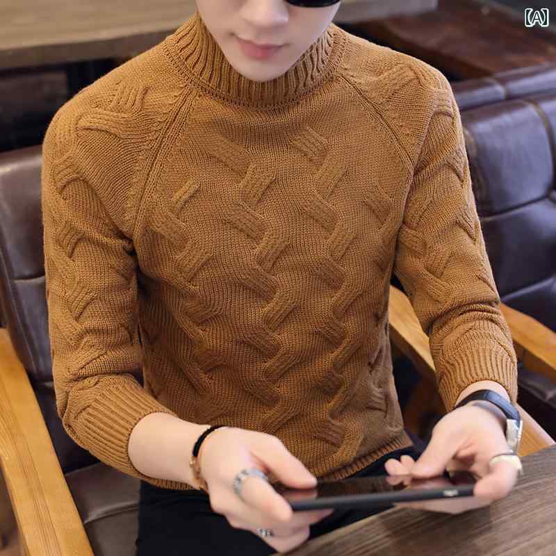 タートルネック メンズ トップス セーター おしゃれ 防寒 暖かい カジュアル 秋冬 厚手 細身 スリム ウール 大きいサイズ キャラメル 黒 グレー 韓国サイズ:ML XL 2XL 3XL適用季節：冬素材構成：ポリアクリロニトリル繊維（ア...