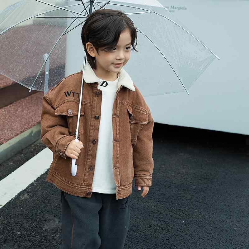 男の子 アウター キッズ ボア デニム ジャケット かっこいい 秋冬 暖かい フード なし スタイリッシュ 防寒 カジュアル ふわふわ