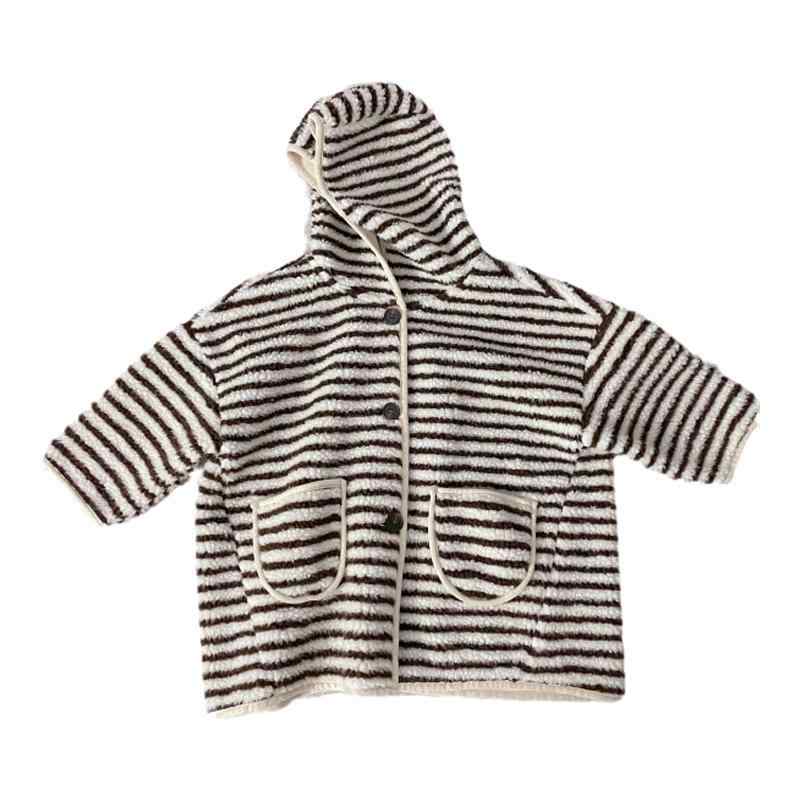 ボアコート 女の子 韓国 春秋冬 フード ストライプ 男の子 子供 キッズ ガールズ ボーイズ 防寒 厚手 暖かい あったか かわいい ポケット ボタン 学校 公園 お出かけ生地: コットンパターン: ストライプ適用性別：ユニセックス前立て...