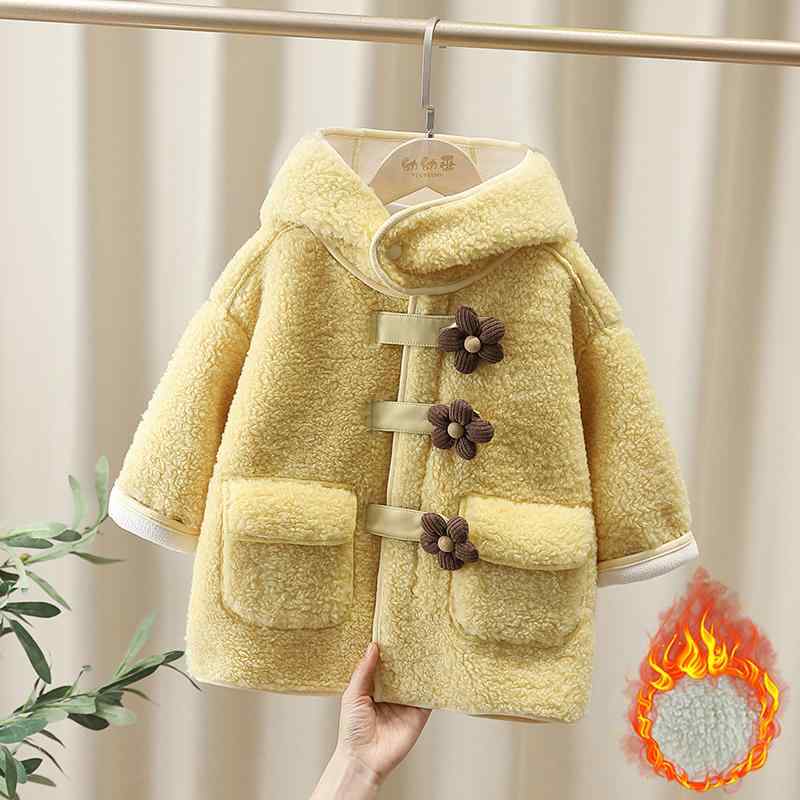 ボアコート 女の子 ジャケット 春秋冬 子供 厚手 防寒 暖かい あったか もこもこ カジュアル かわいい 公園 学校 お出かけ ポケット フード 花 チェック ストライプ レギンス ジーンズ セット 黄 赤 紫襟のタイプ: フード付き前立...